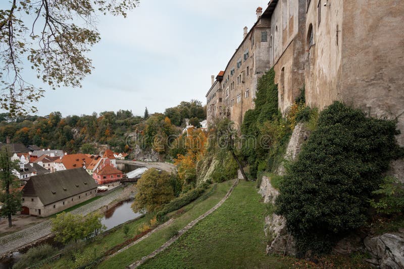 Vltava River View and Upper Castle Outer Walls - Cesky Krumlov, Czech ...