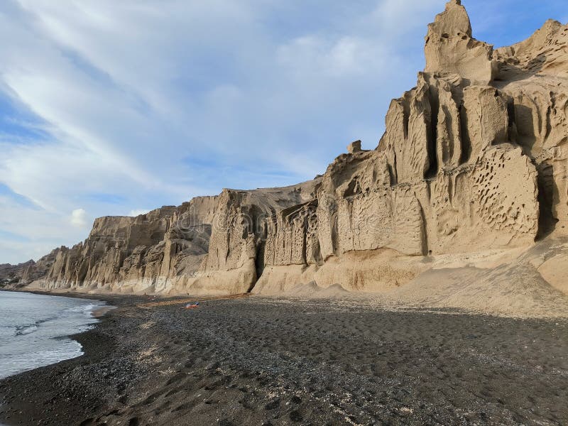 Vlychada Beach and Cliffs in Santorini Island Stock Image - Image of ...