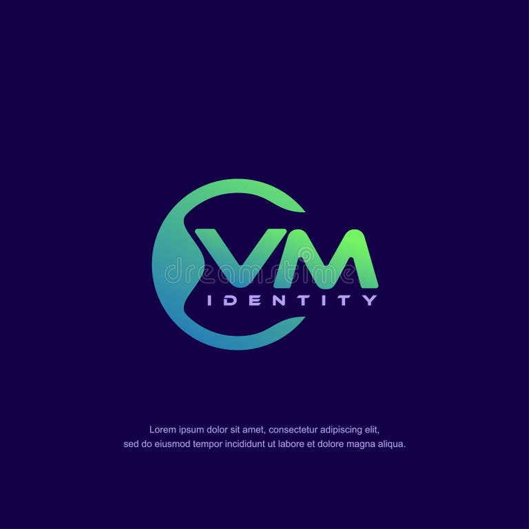 VM Initial Letter Circular Line Logo Template Vector with Gradient ...