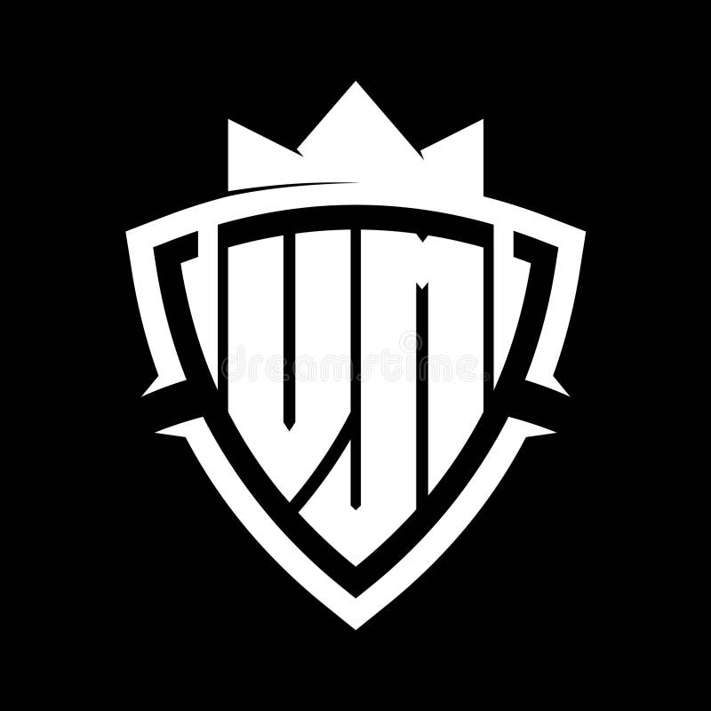 VM Letter Monogram with Triangle Curve Shield Shape with Crown White ...