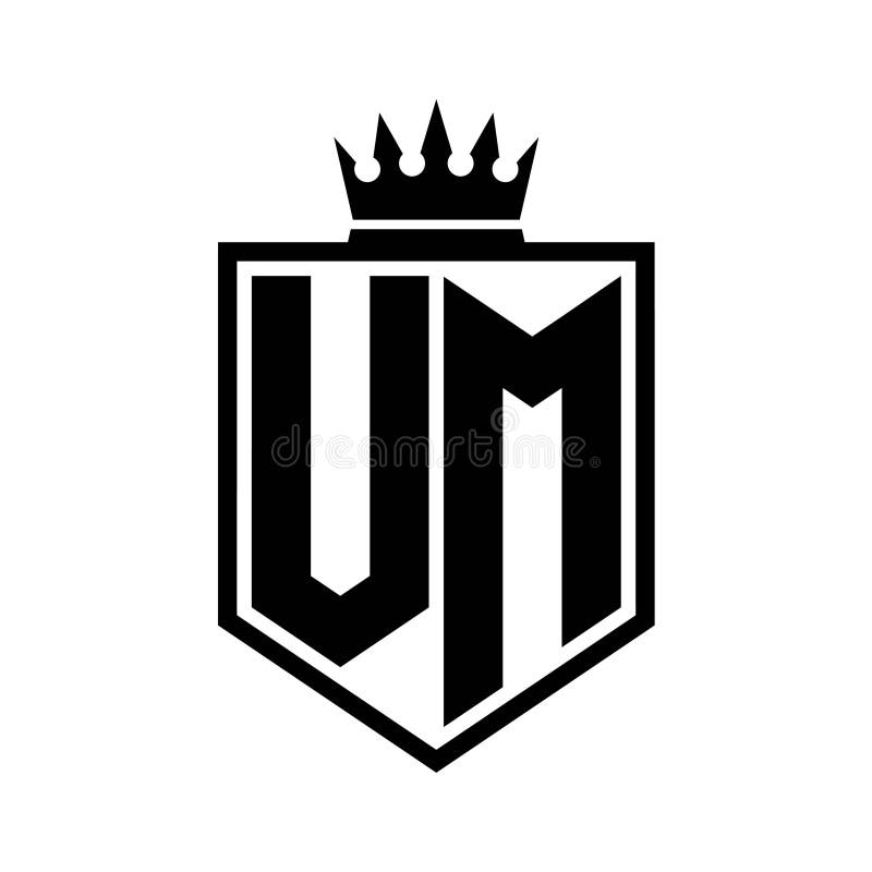 VM Logo Monogram Bold Shield Geometric Shape with Crown Outline Black ...