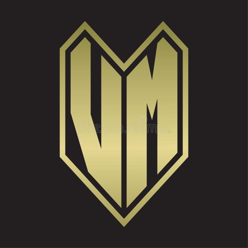 VM Logo Monogram with Emblem Line Style Isolated on Gold Colors Stock ...