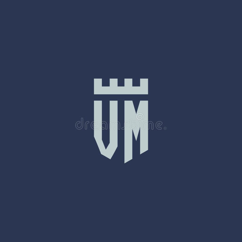 VM Logo Monogram with Fortress Castle and Shield Style Design Stock ...