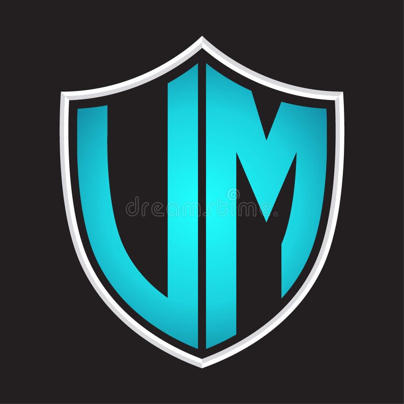 VM Logo Monogram with Shield Shape Isolated Blue Colors on Outline ...