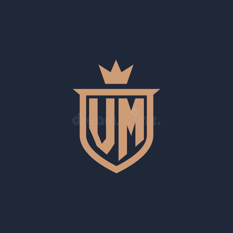 VM Monogram Initial Logo with Shield and Crown Style Stock Vector ...