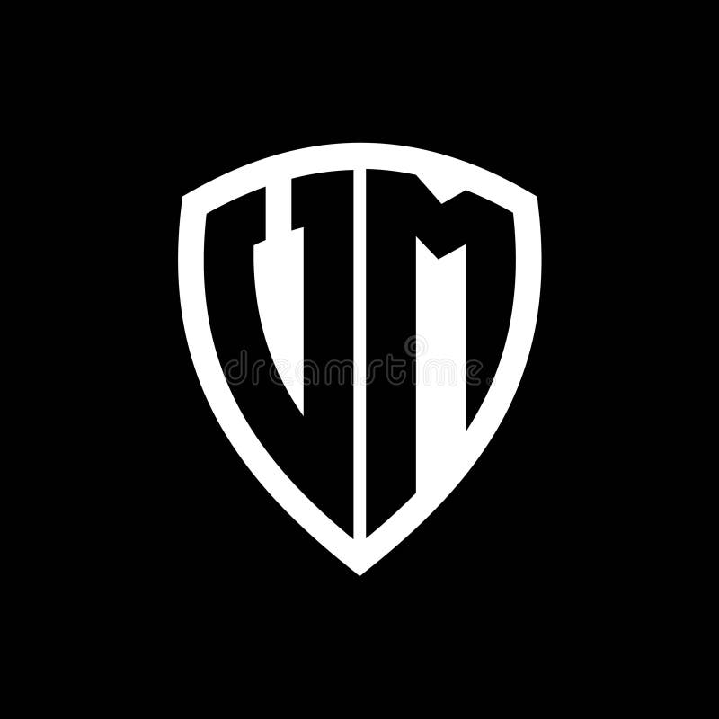 VM Monogram Logo with Bold Letters Shield Shape with Black and White ...