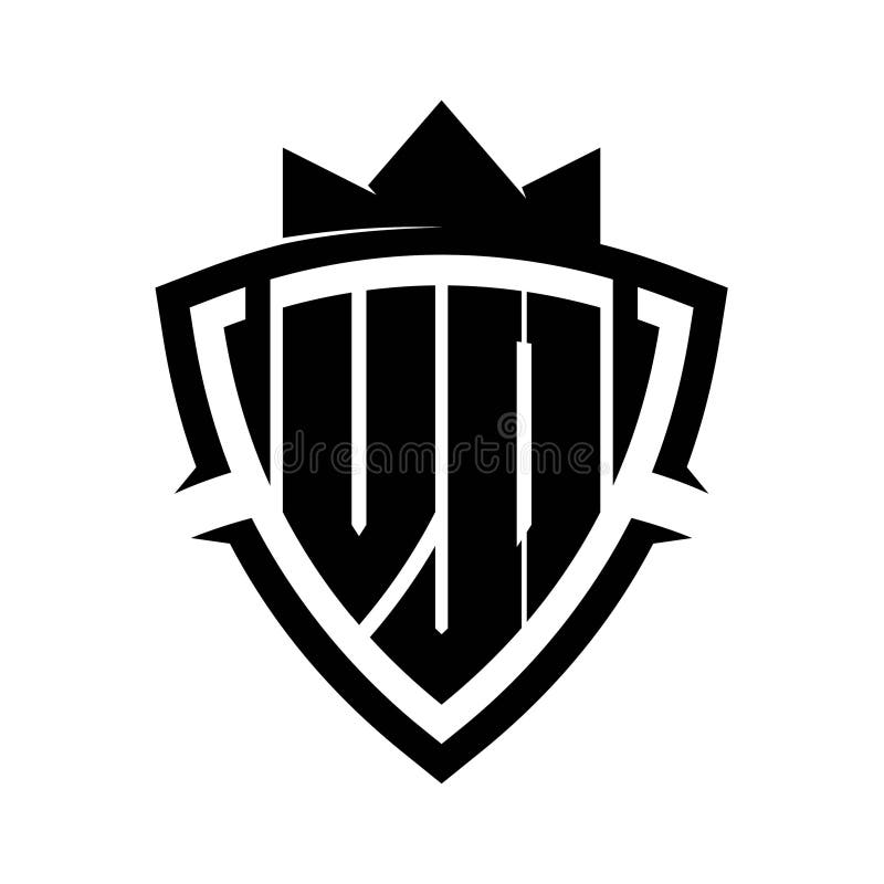 VO Letter Bold Monogram Triangle Curve Shield Shape with Crown Black ...