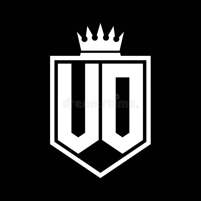 VO Logo Monogram Bold Shield Geometric Shape with Crown Outline Black ...