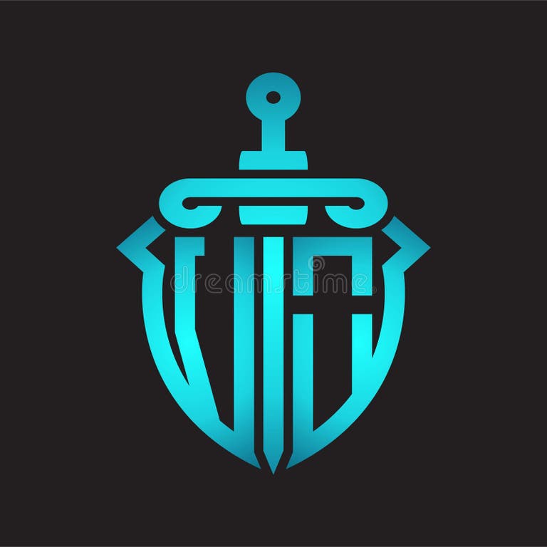 VO Logo Monogram with Sword and Shield Combination Isolated Blue Colors ...