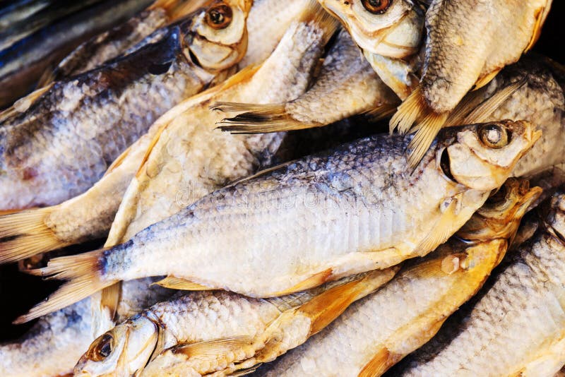 Vobla Dried. Salted Fish on the Counter in the Store Stock Photo ...