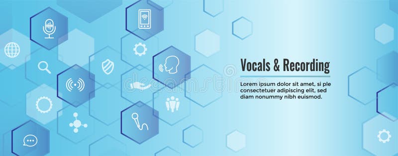 Vocal and Recording Command Icon with Sound Wave Images Web Header ...