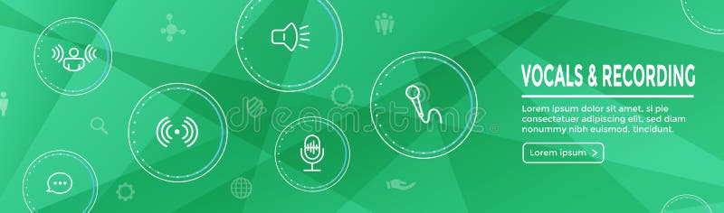 Vocal and Recording Command Icon with Sound Wave Images Web Header ...