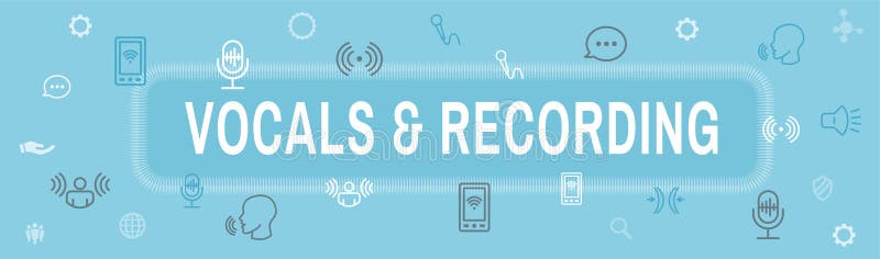Vocal and Recording Command Icon with Sound Wave Images Web Header ...