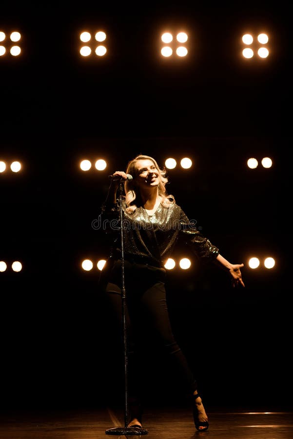 Singer In Silhouette. Close Up Image Of Live Singer On Stage Stock ...