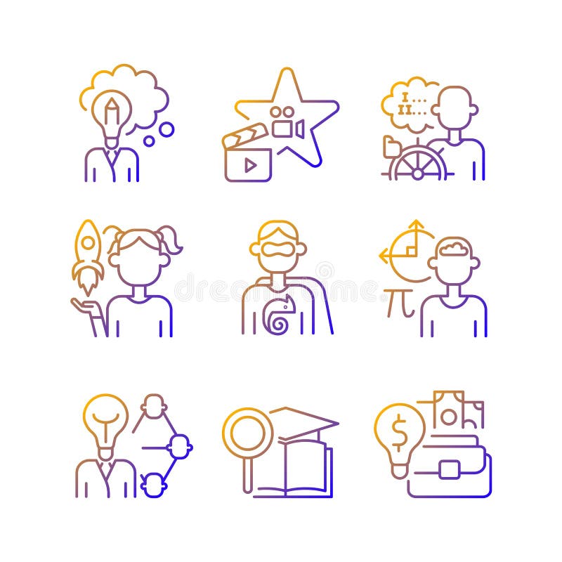 Vocation Gradient Linear Vector Icons Set Stock Vector - Illustration ...