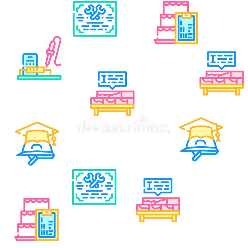 Vocational School Vector Seamless Pattern Stock Vector - Illustration ...