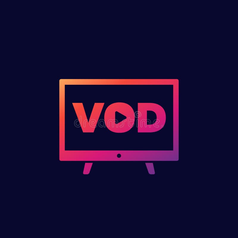VOD, Video on Demand Vector Icon Stock Vector - Illustration of ...