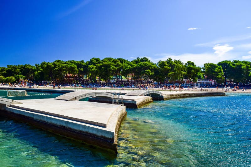 The Vodice beach, Croatia stock photo. Image of sunny - 140802788