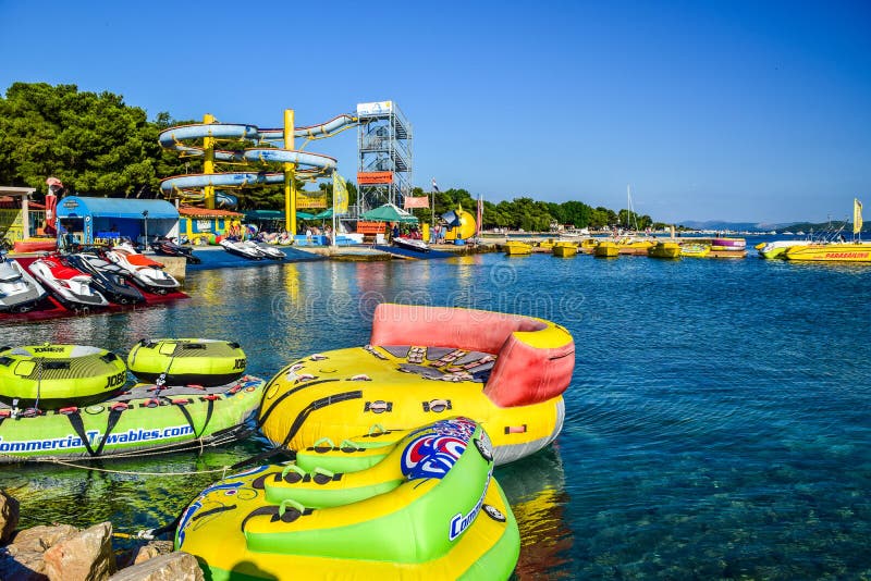 The Vodice beach, Croatia editorial photography. Image of slide - 139630452