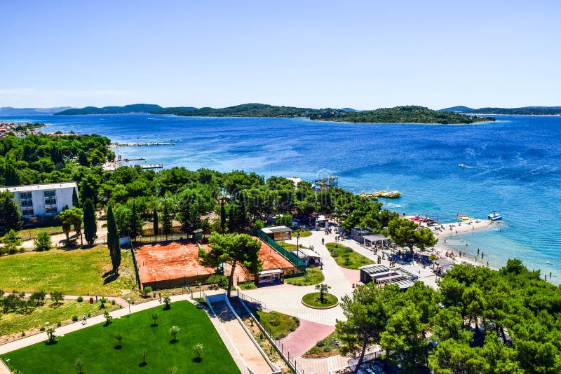 The Vodice beach, Croatia stock image. Image of tourists - 140801679