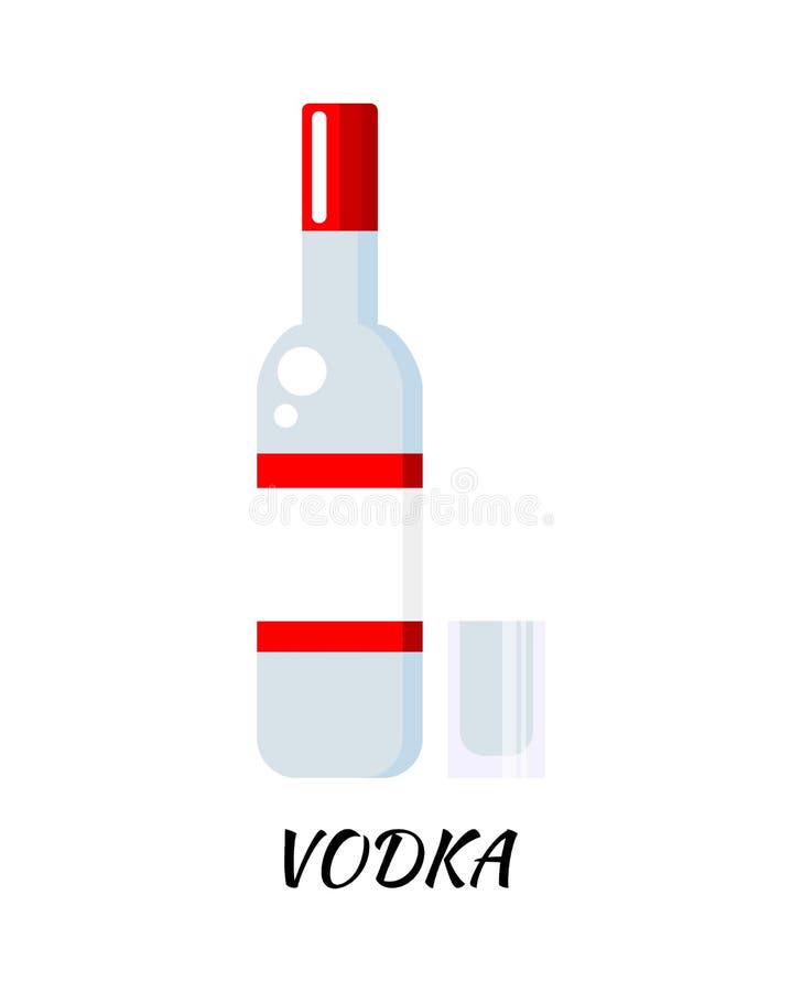 Vodka Alcohol Bottle in a Flat Style. Icon Vector Illustration. Stock ...