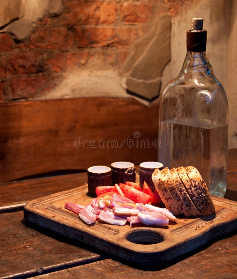Vodka stock image. Image of ears, meat, russia, bacon - 54280629