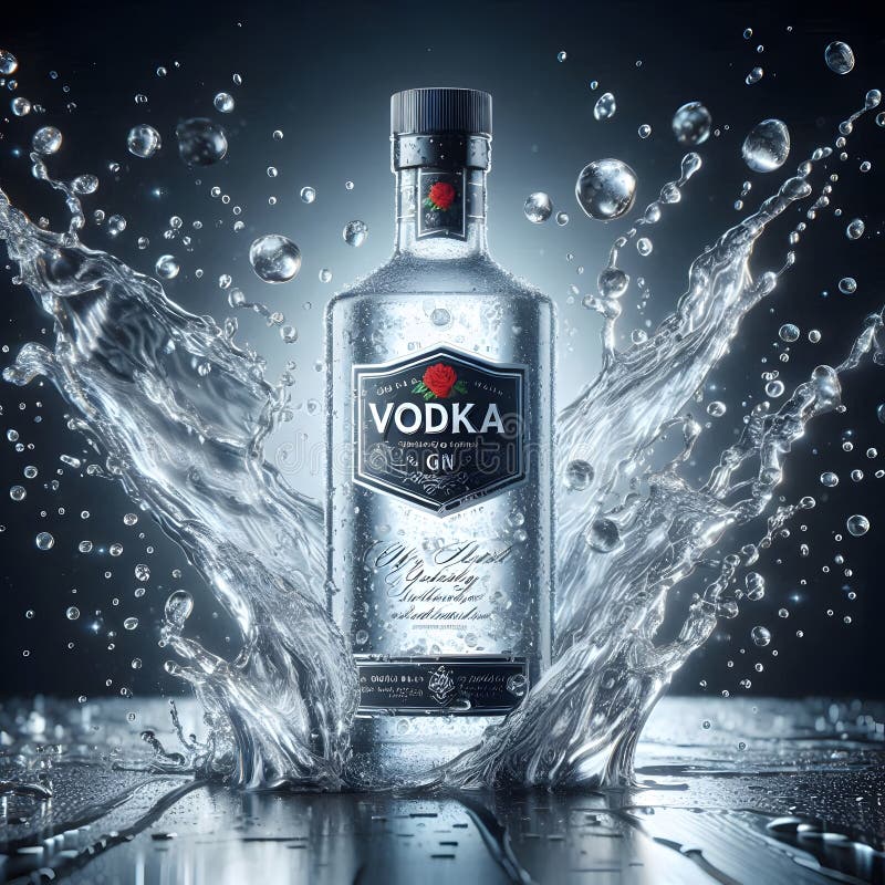 Vodka Bottle with Water of Splash Stock Illustration - Illustration of ...