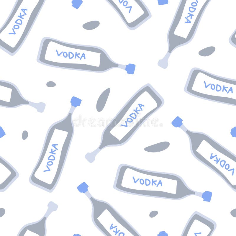 Vodka Bottles Seamless Pattern with Drops of Drink and Corks from Flask ...