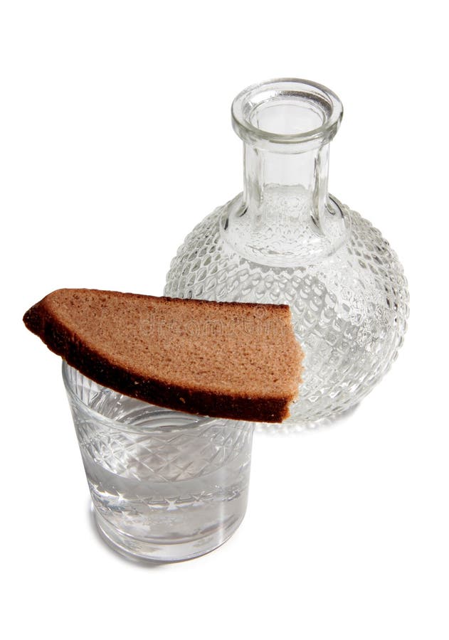 Vodka and Bread with Sausage Rustic Style Stock Photo - Image of bacon ...