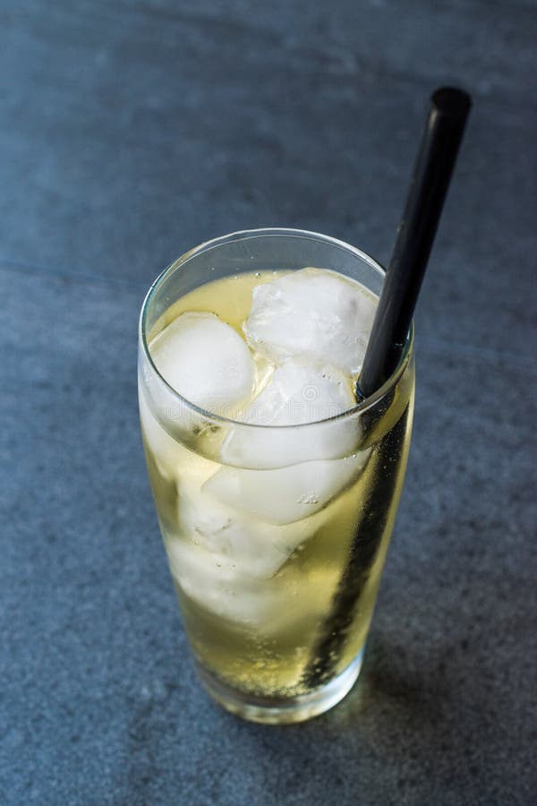 Vodka Energy Cocktail with Ice and Black Straw. Stock Image - Image of ...