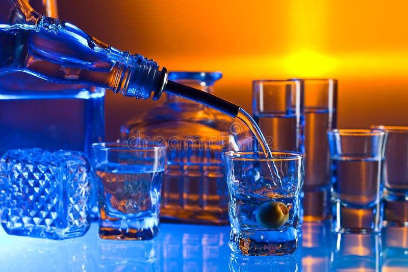 Vodka on glass table stock photo. Image of horizontal - 49713628