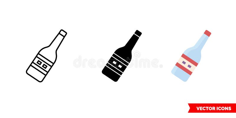 Vodka Icon of 3 Types Color, Black and White, Outline. Isolated Vector ...