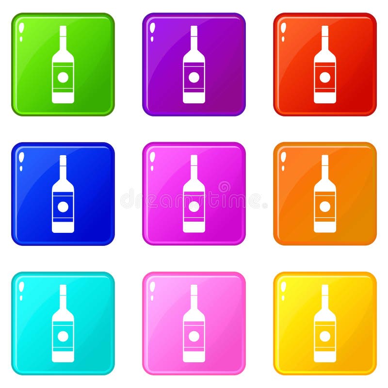 Vodka icons 9 set stock vector. Illustration of alcohol - 96143855