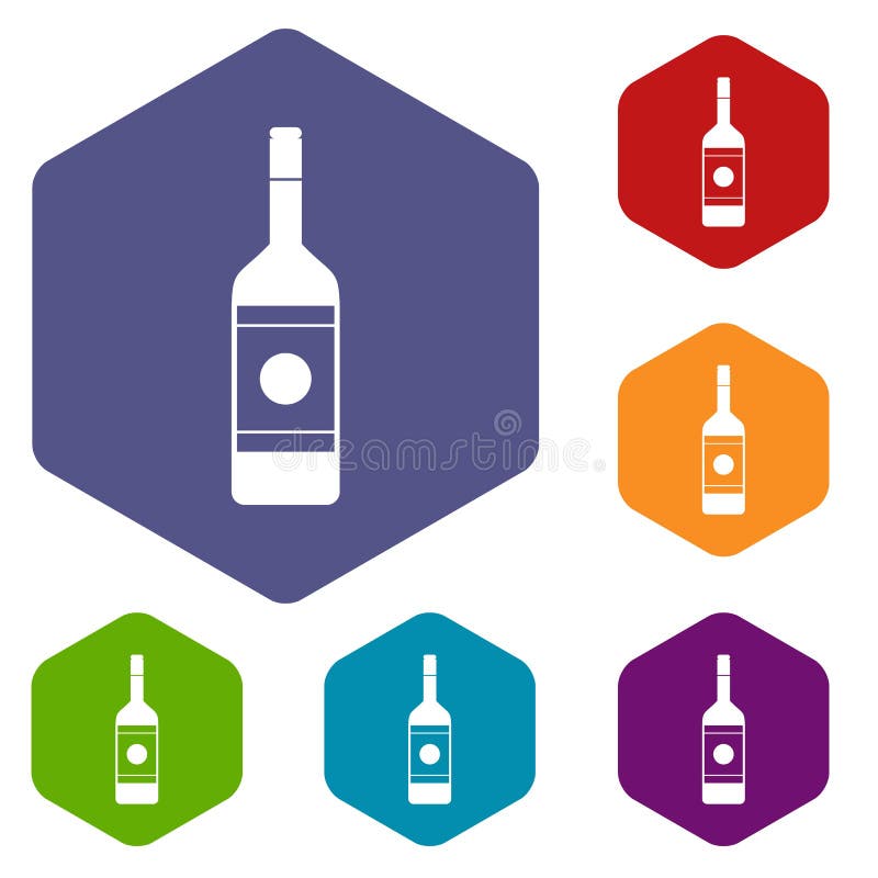 Vodka icons set hexagon stock vector. Illustration of alcohol - 91692888