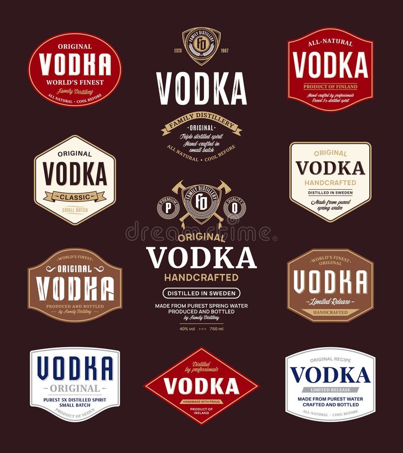 Vodka labels and badges stock vector. Illustration of alcoholic - 306178685