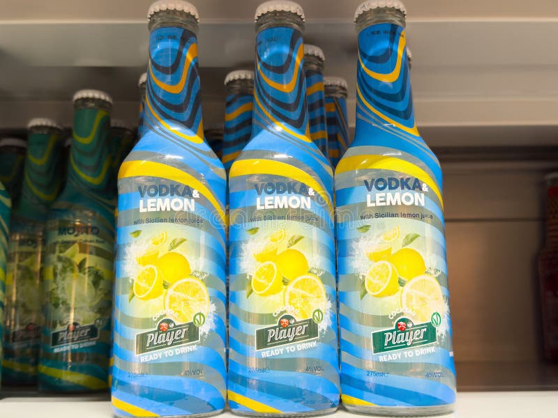 Vodka Lemon Bottles with Sicilian Lemon Juice on Store Shelf Editorial ...