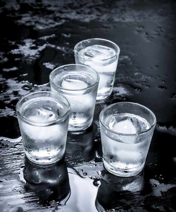 Vodka shots with ice. stock image. Image of food, cocktail - 108694367