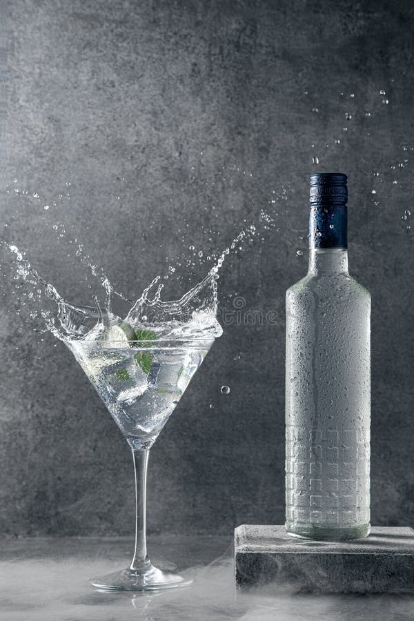 Vodka Splash on Dark Background with Copyspace. Vertical Format Stock ...