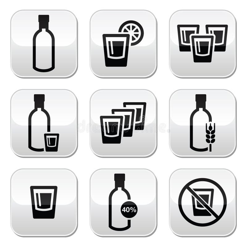 Vodka, Strong Alcohol Buttons Set Stock Vector - Illustration of ...