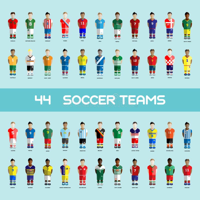 Voetbalclub Team Players Big Set Vector Illustratie - Illustration of ...