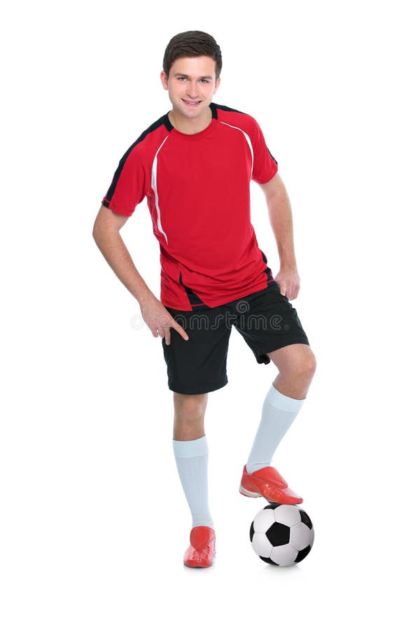 Voetballer Die Een Voetbal Houden En Een Duim Maken Omhoog Ondertekenen ...