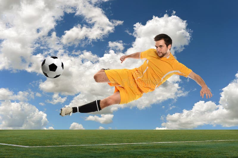 Voetballer in Actie stock afbeelding. Image of hoog, helder - 39279859