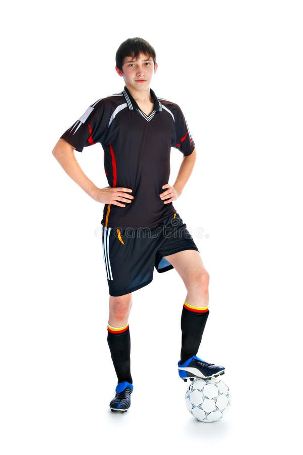 Voetballer met bal stock afbeelding. Image of adolescentie - 3857953