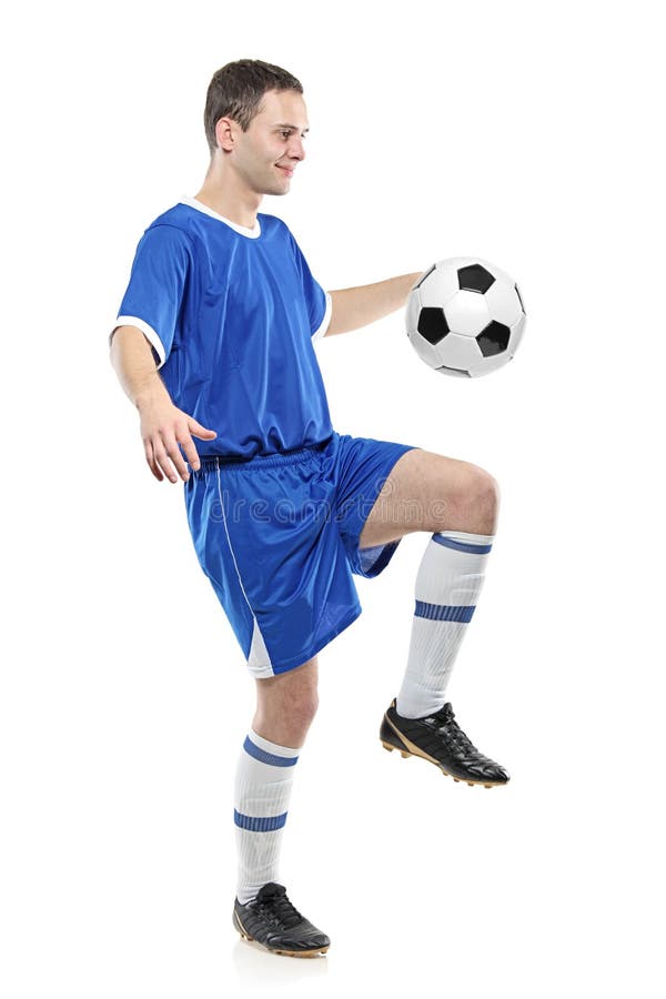 Voetballer met een bal stock afbeelding. Image of professioneel - 12627561