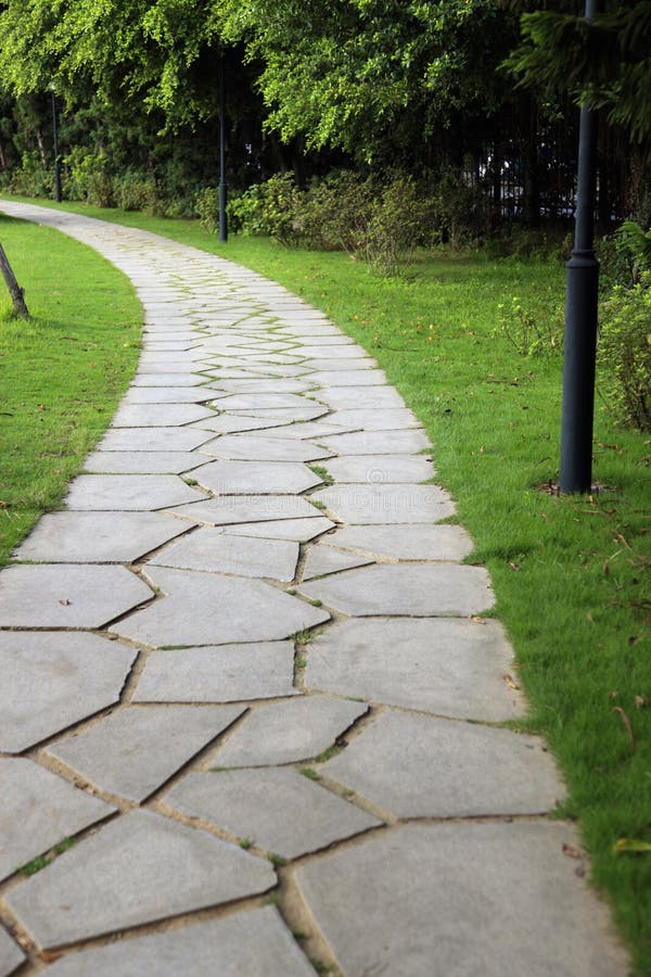 Voetpad in het park stock afbeelding. Image of werf, hout - 16794853