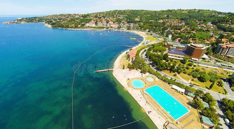 Vogelperspektive Von Portoroz, Slowenien Stockbild - Bild von slowenien ...