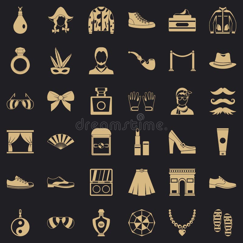 Vogue Icons Set, Simple Style Stock Vector - Illustration of beauty ...