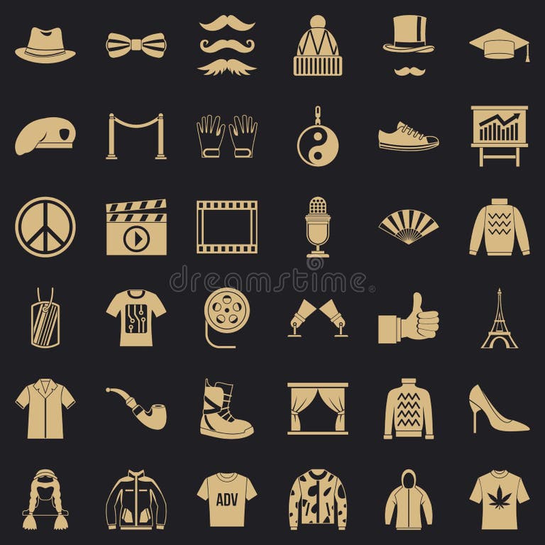 Vogue Icons Set, Simple Style Stock Vector - Illustration of shoe ...