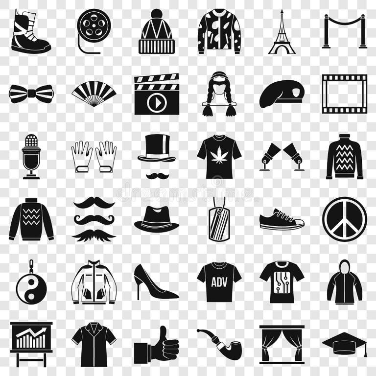 Vogue Icons Set, Simple Style Stock Vector - Illustration of light ...