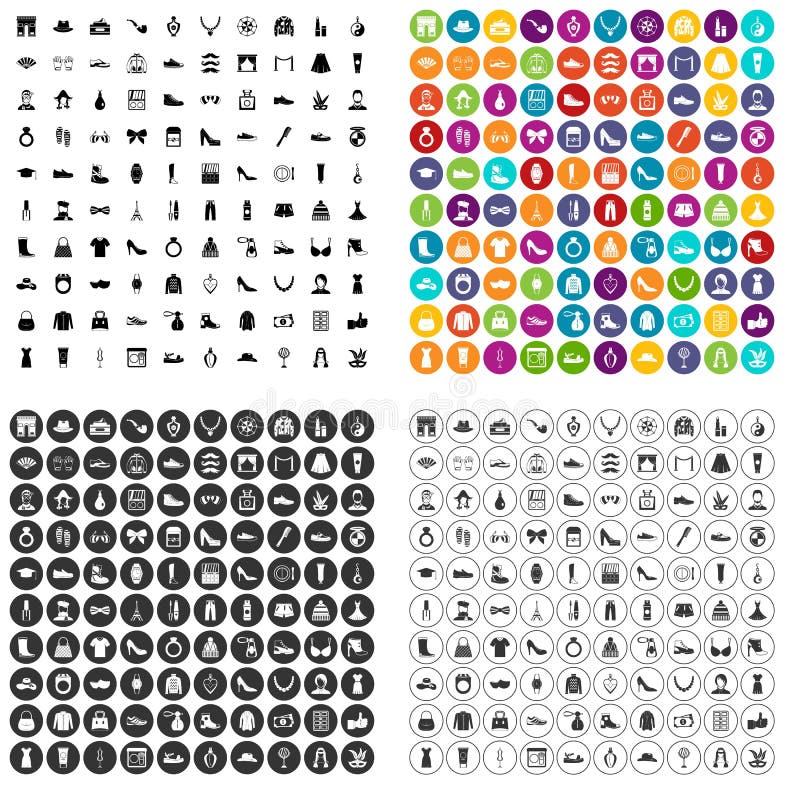 100 Vogue Icons Set Vector Variant Stock Vector - Illustration of paris ...